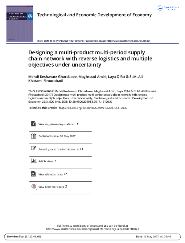 (PDF) Designing a multi-product multi-period supply chain network with ...