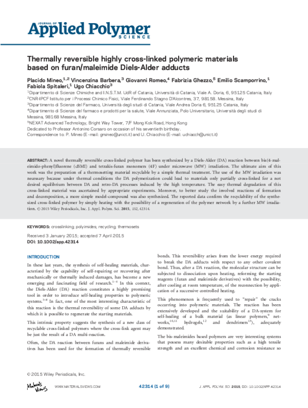 (PDF) Thermally reversible highly cross-linked polymeric materials ...