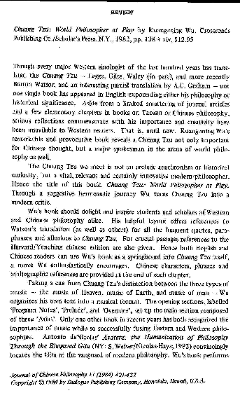 (PDF) Kuang-Ming Wu, Chuang-Tzu: World Philosopher at Play (book review)