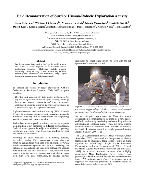 (PDF) Field demonstration of surface human-robotic exploration activity