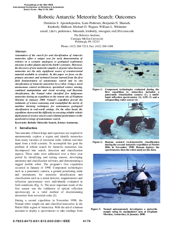 (PDF) Robotic Antarctic meteorite search: outcomes