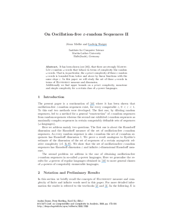 (PDF) On Oscillation-free ε-random Sequences