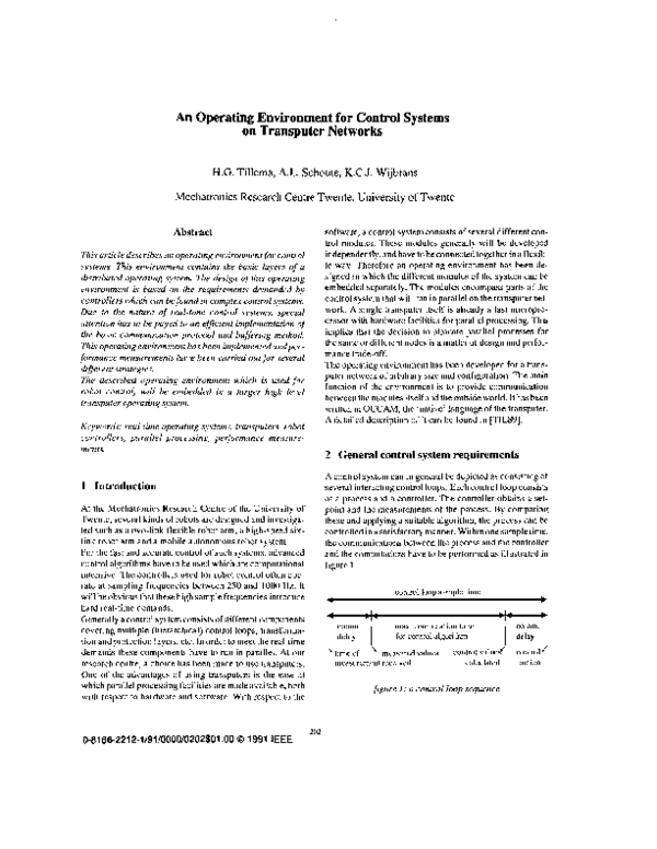Pdf An Operating Environment For Control Systems On Transputer Networks