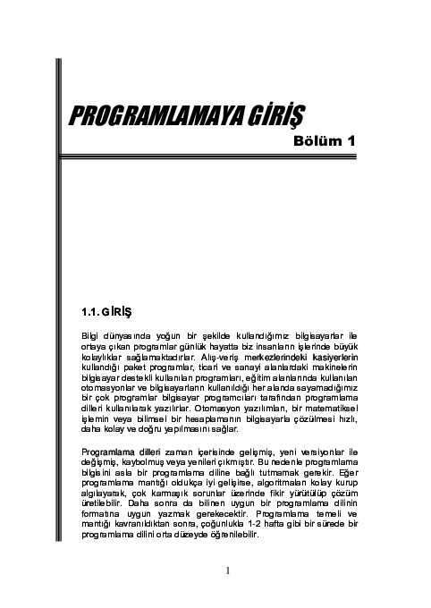 (PDF) PROGRAMLAMAYA GİRİŞ