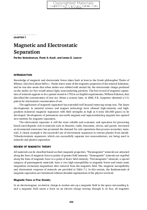 (PDF) Magnetic and Electrostatic Separation
