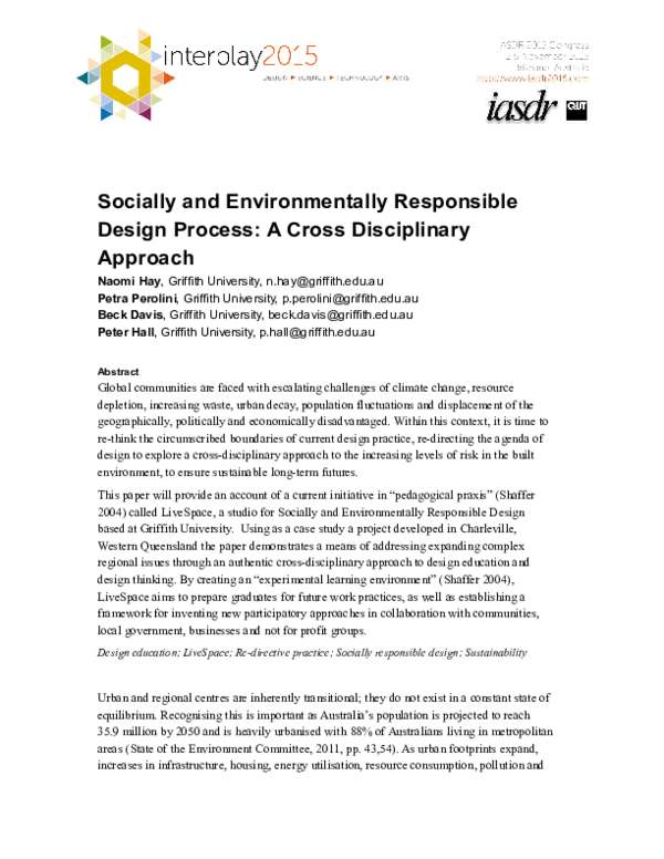 (PDF) Socially and Environmentally Responsible Design Process: A Cross ...