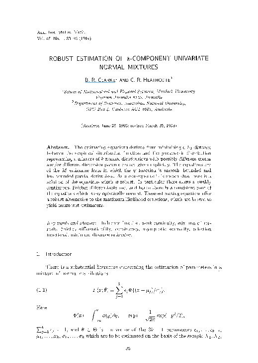 (PDF) Robust estimation ofk-component univariate normal mixtures