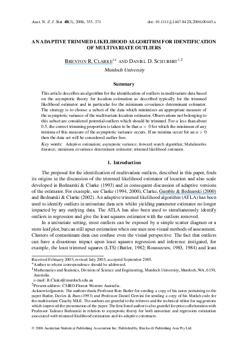 Pdf An Adaptive Trimmed Likelihood Algorithm For Identification Of