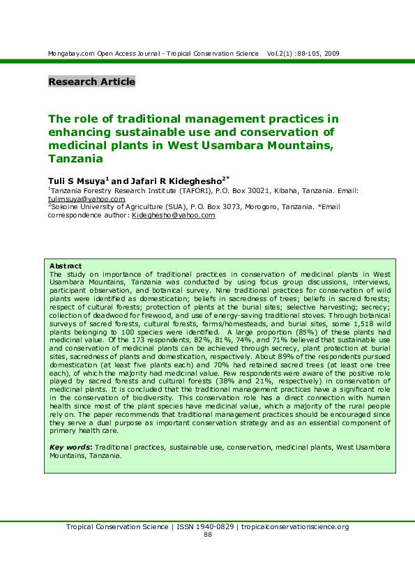 (PDF) The role of traditional management practices in enhancing ...