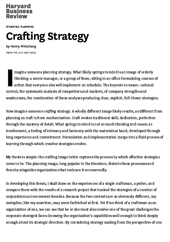 (PDF) STRATEGIC PLANNING Crafting Strategy