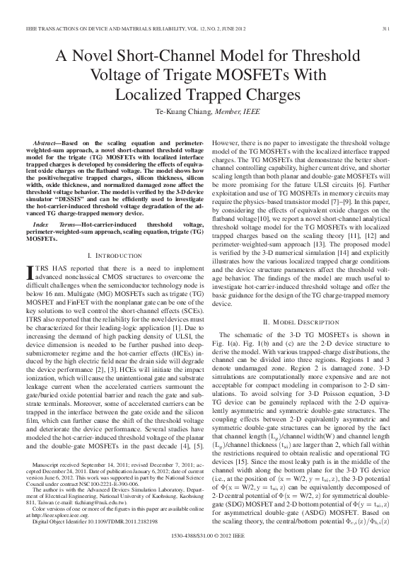 (PDF) A Novel Short-Channel Model for Threshold Voltage of Trigate ...