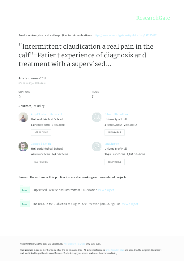 (PDF) ‘‘Intermittent claudication a real pain in the calf ’’—Patient ...