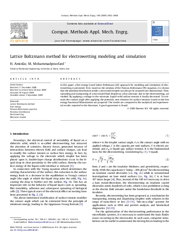 (PDF) Lattice Boltzmann method for electrowetting modeling and simulation