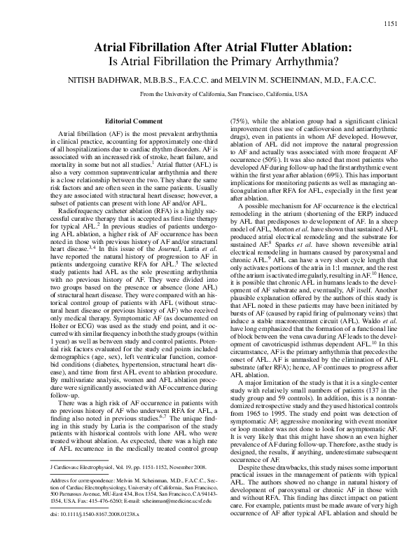 (PDF) Atrial Fibrillation After Atrial Flutter Ablation: Is Atrial ...