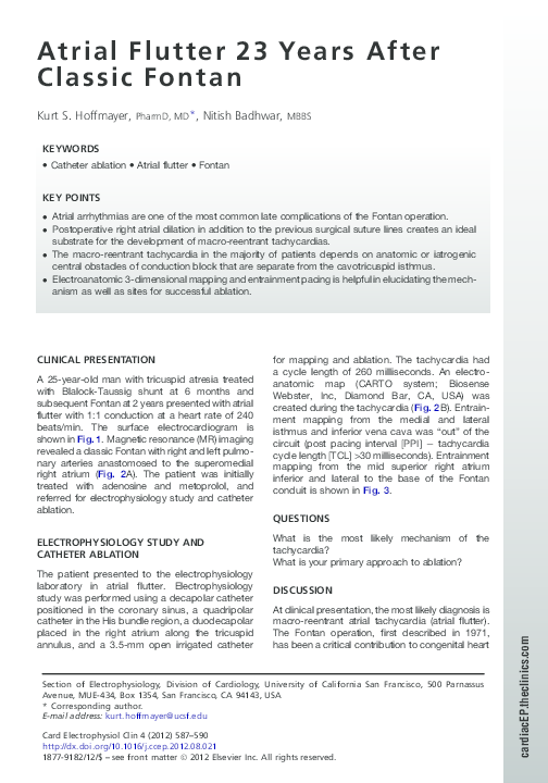 (PDF) Atrial Flutter 23 Years After Classic Fontan