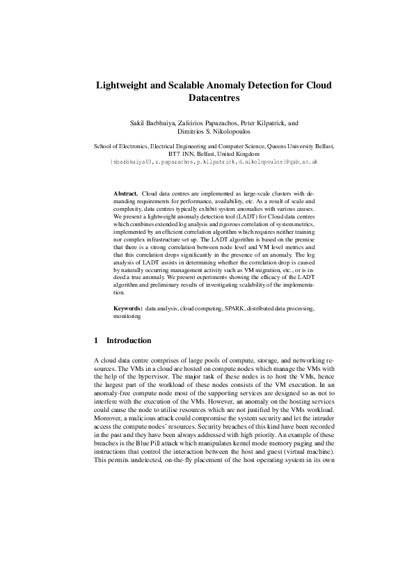 (PDF) LS-ADT: Lightweight and Scalable Anomaly Detection for Cloud Datacentres | Zafeirios ...