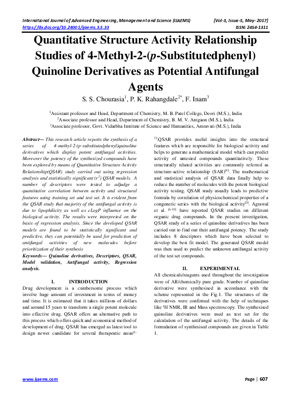 (PDF) Quantitative Structure Activity Relationship Studies of 4-Methyl ...