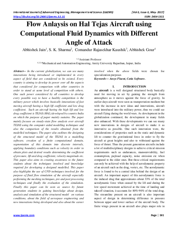 (PDF) Flow Anlaysis on Hal Tejas Aircraft using Computational Fluid Dynamics with Different ...