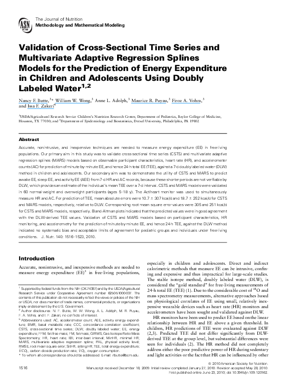 Pdf Validation Of Cross Sectional Time Series And Multivariate Adaptive Regression Splines