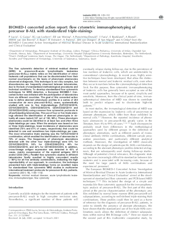 (PDF) BIOMED-I concerted action report: flow cytometric ...