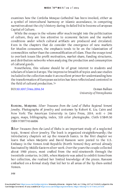 (PDF) Review of Marjorie Ransom, Silver Treasures from the Land of Sheba