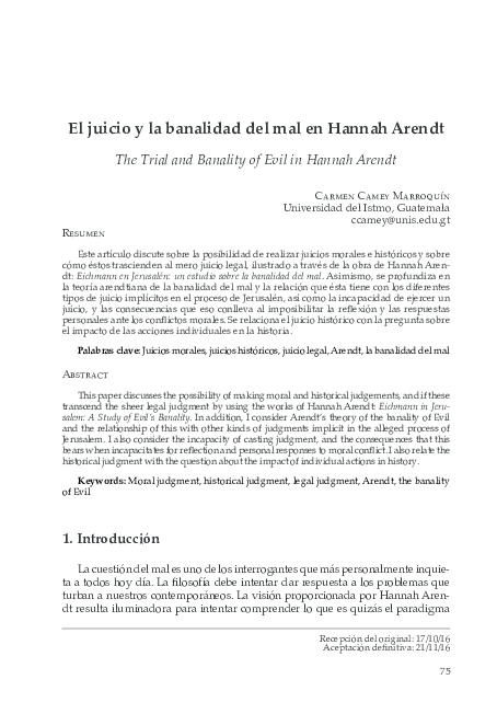 (PDF) El juicio y la banalidad del mal en Hannah Arendt The Trial and ...