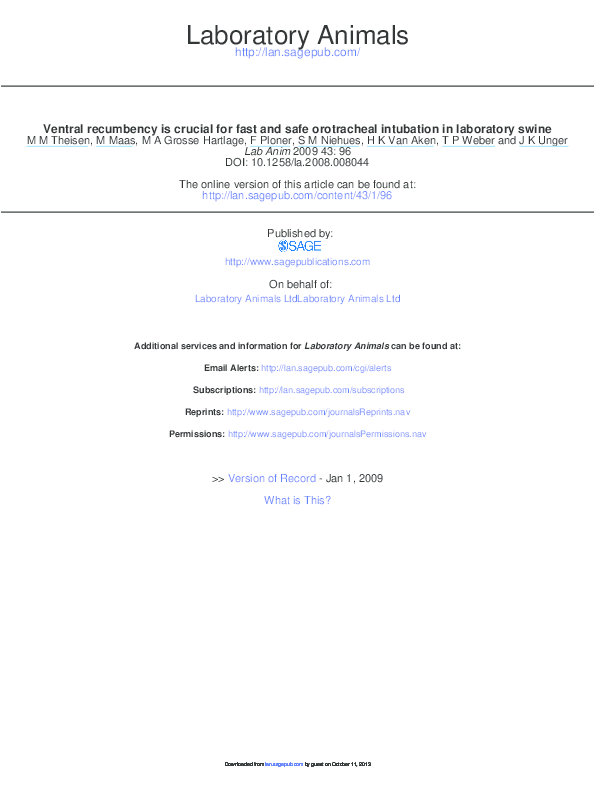 (PDF) Ventral recumbency is crucial for fast and safe orotracheal ...