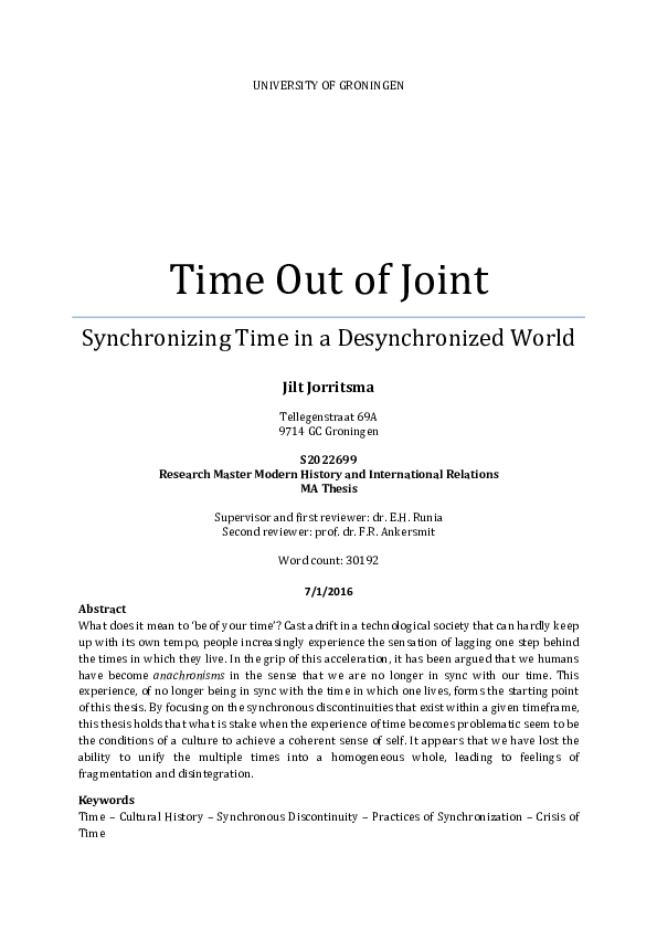 (PDF) Time Out of Joint: Synchronizing Time in a Desynchronized World ...