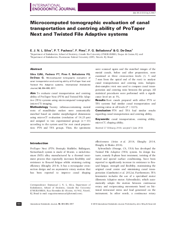(PDF) Microcomputed tomographic evaluation of canal transportation and ...