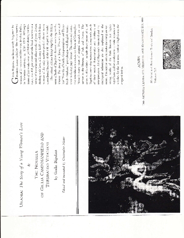 (PDF) Giulia Bigolina, Urania: The Story of a Young Woman's Love, & The ...