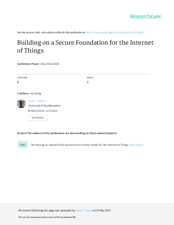 (PDF) Building on a Secure Foundation for the Internet of Things