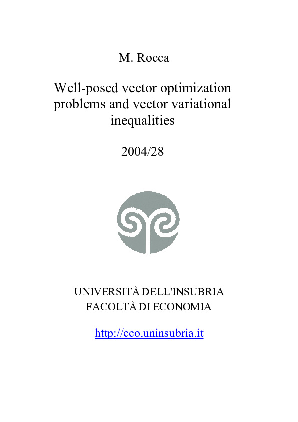 Pdf Well Posedness In Vector Optimization Problems And Vector