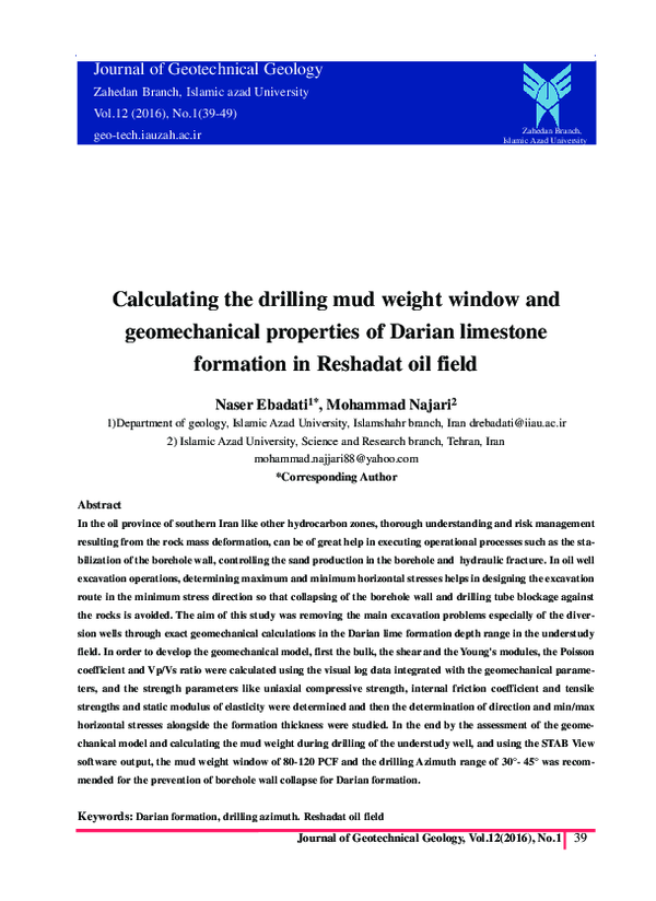(PDF) Calculating the drilling mud weight window and geomechanical ...