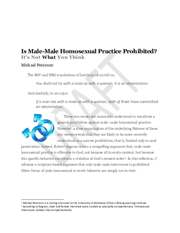 (PDF) Is Male-Male Homosexual Practice Prohibited? It's Not What You Think