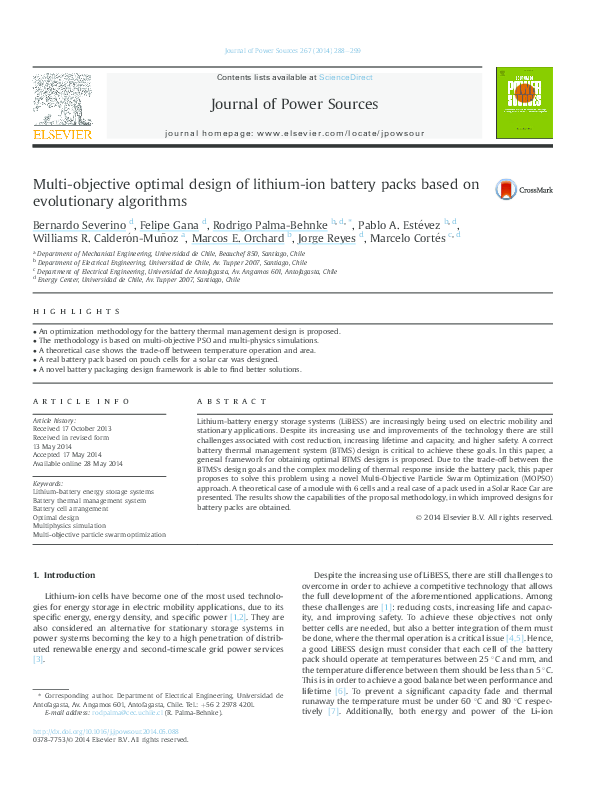 (PDF) Multi-objective optimal design of lithium-ion battery packs based on evolutionary algorithms