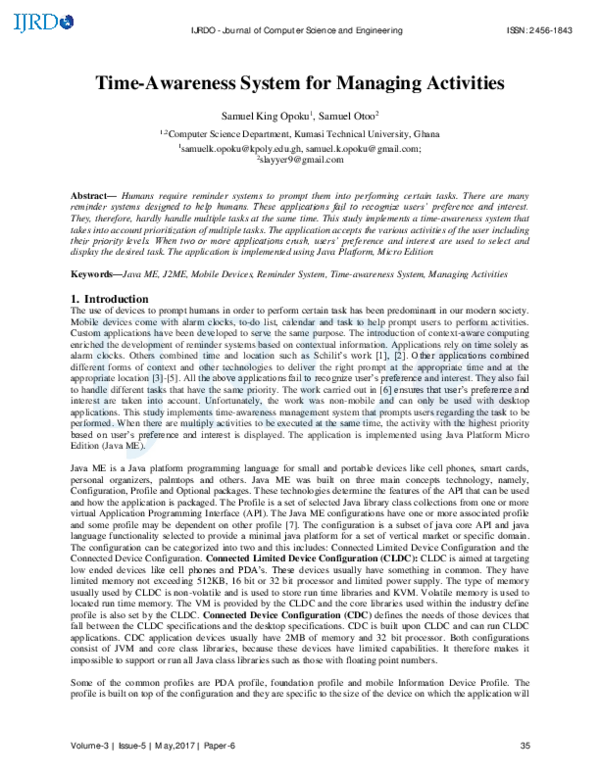 (PDF) Time-Awareness System for Managing Activities