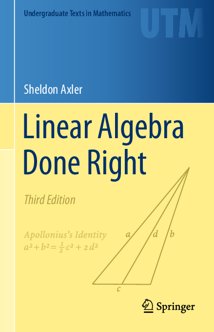 (PDF) Undergraduate Texts in Mathematics Linear Algebra Done Right