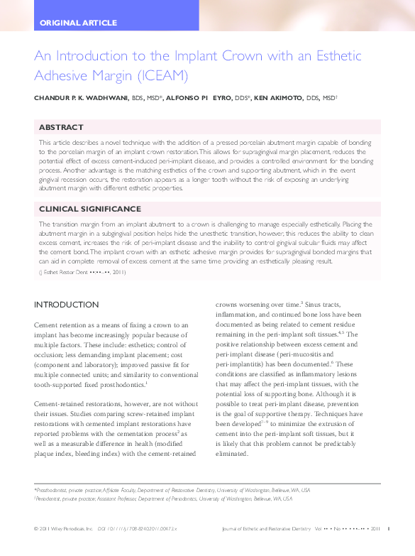 (PDF) An Introduction to the Implant Crown with an Esthetic Adhesive ...