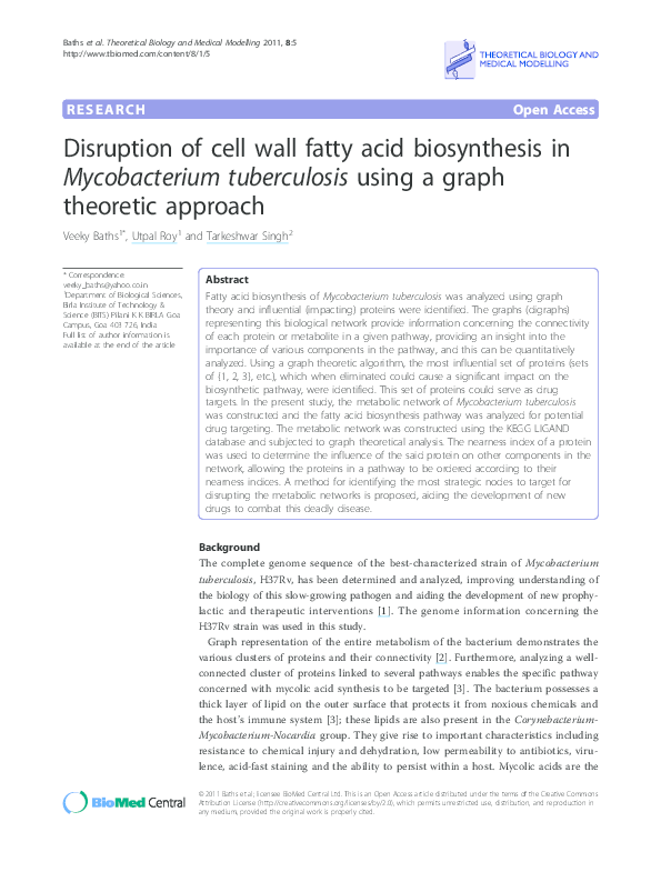 (PDF) Disruption of cell wall fatty acid biosynthesis in Mycobacterium ...