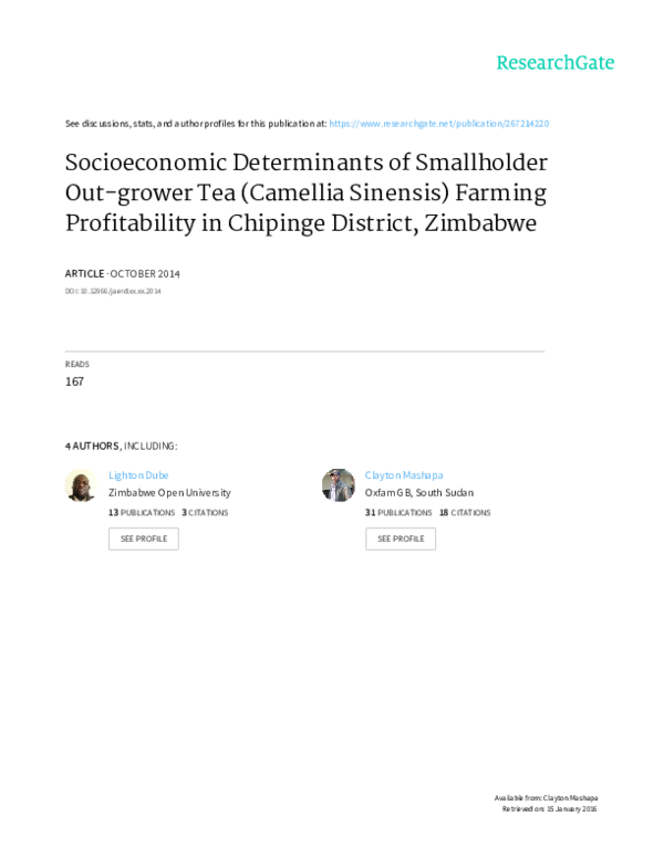 (PDF) smallholder Tea production in Chipinge.pdf