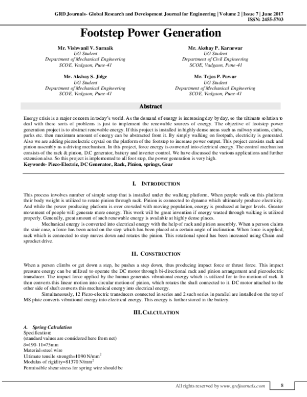 (PDF) Footstep Power Generation