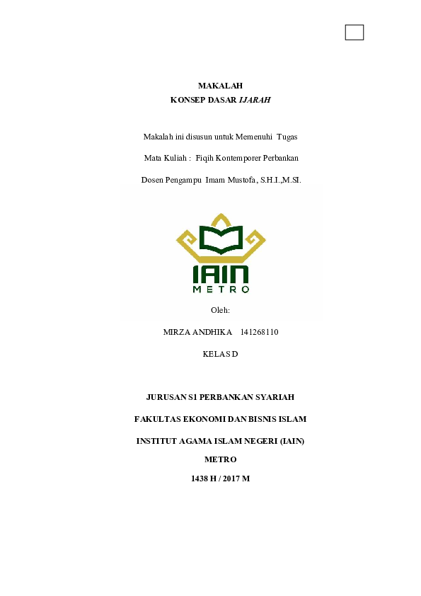 (PDF) KONSEP DASAR IJARAH , MIRZA ANDHIKA