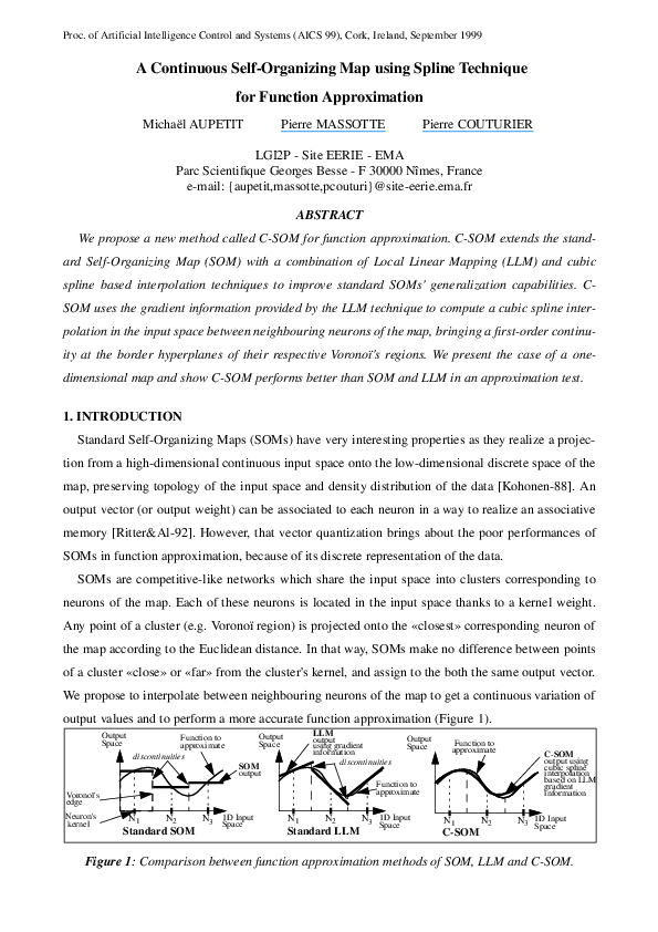 (PDF) A continuous self-organizing map using spline technique for function approximation