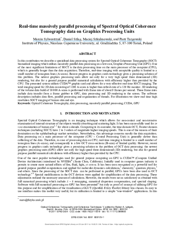 (PDF) GPU-Accelerated Real-Time SOCT Imaging