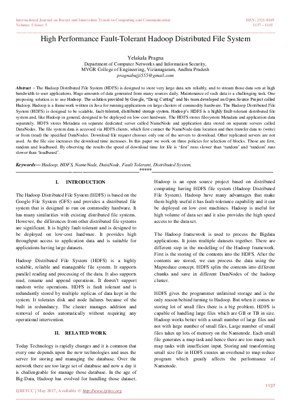 (PDF) International Journal on Recent and Innovation Trends in Computing and Communication High ...