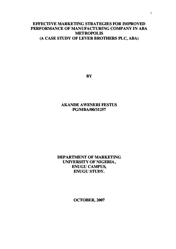 (PDF) EFFECTIVE MARKETING STRATEGIES FOR IMPROVED PERFORMANCE OF ...