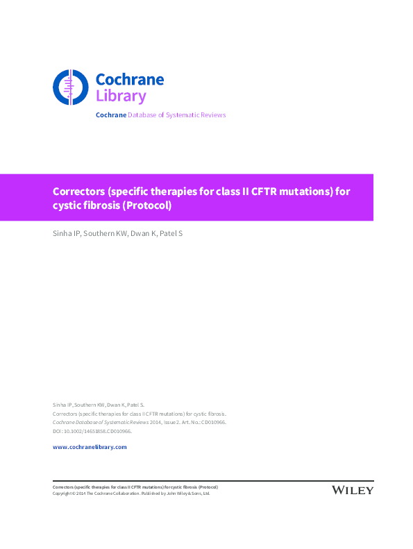 (PDF) Correctors (specific therapies for class II CFTR mutations) for ...