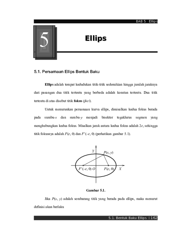 (DOC) Ellips 5.1. Persamaan Ellips Bentuk Baku