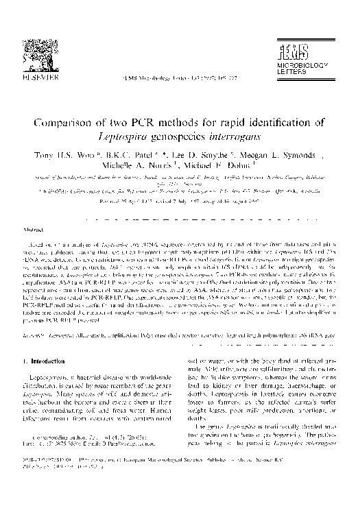 (PDF) Comparison of two PCR methods for rapid identification of