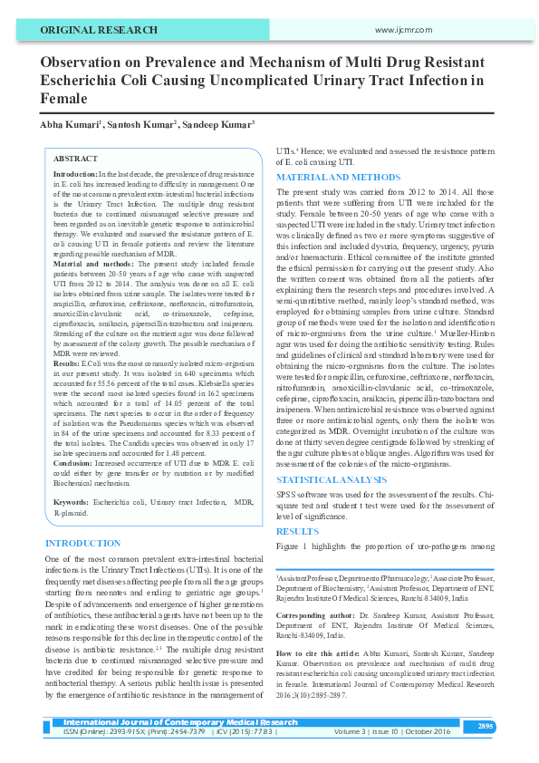 Pdf Emerging Antibiotic Resistance Pattern Of Urinary Tract Infection